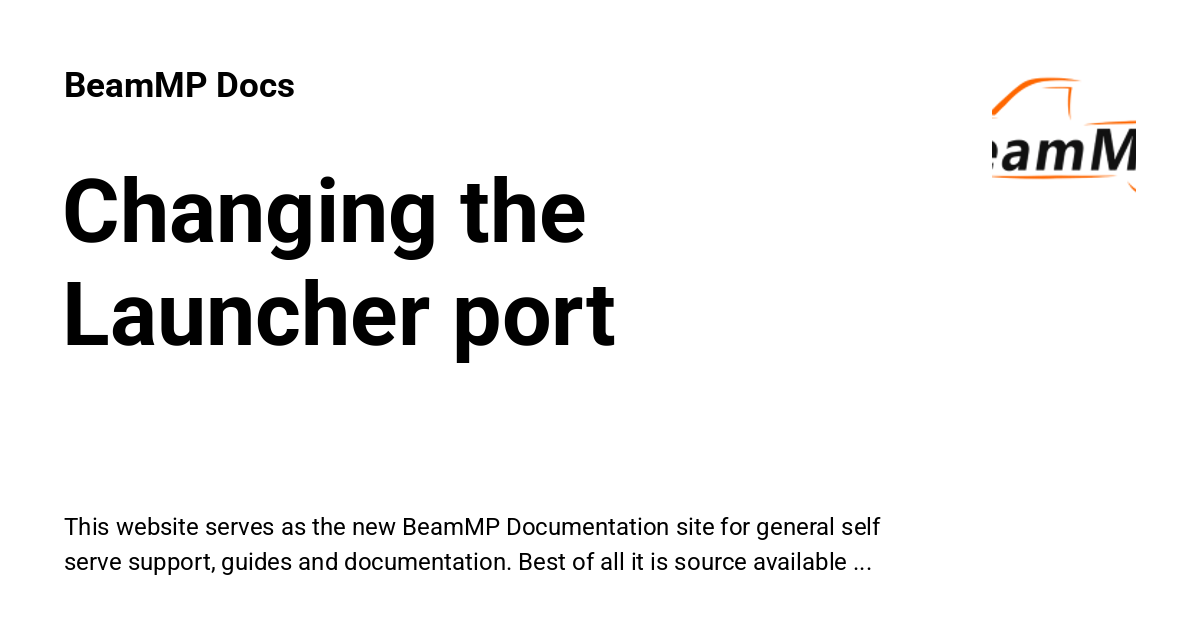 Changing the Launcher port - BeamMP Docs