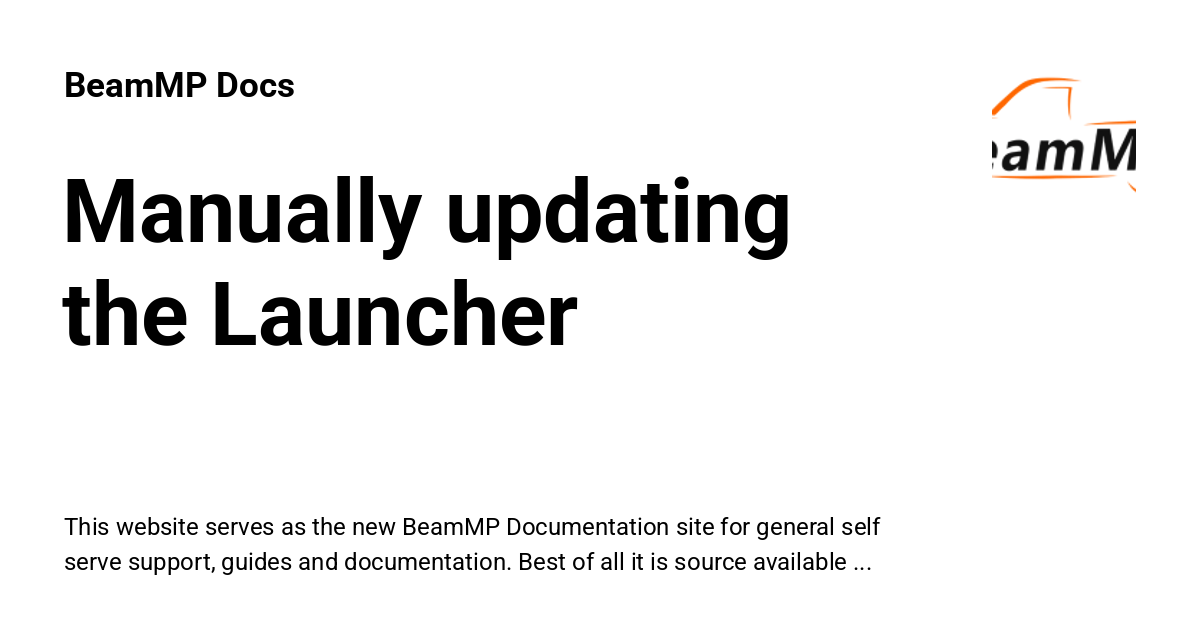 Manually updating the Launcher - BeamMP Docs