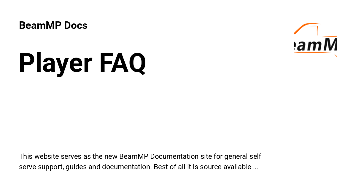 Player FAQ - BeamMP Docs