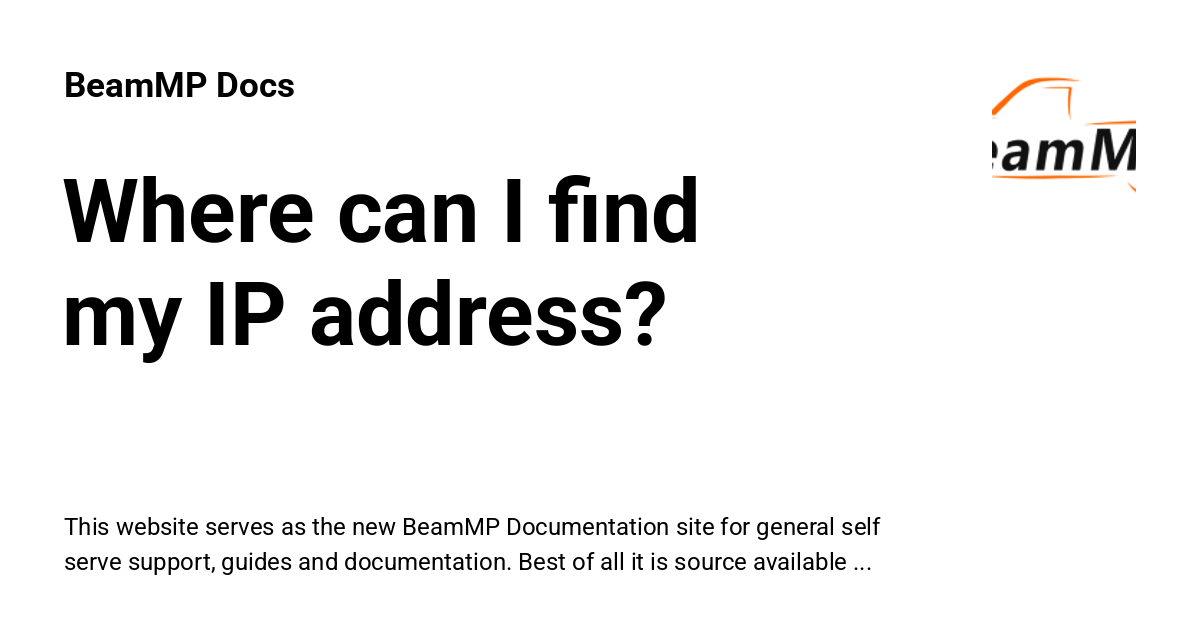Where can I find my IP address? - BeamMP Docs