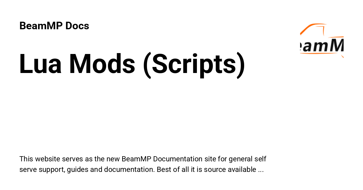 Lua Mods (Scripts) - BeamMP Docs