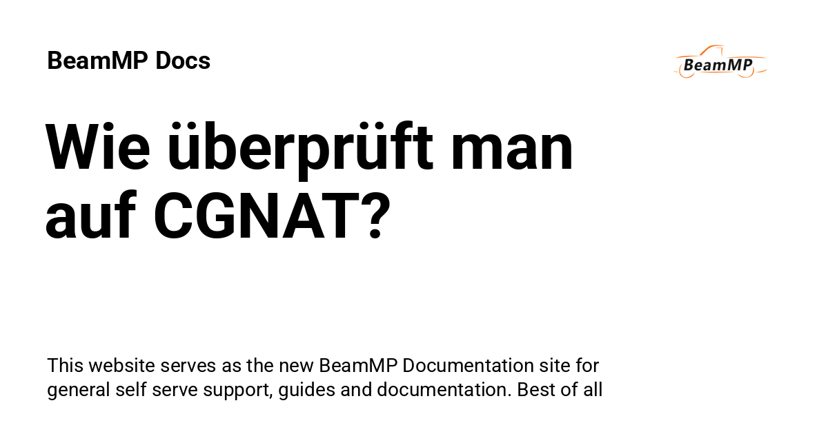 Wie überprüft man auf CGNAT? - BeamMP Docs