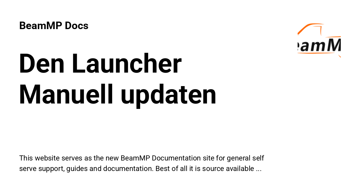 Den Launcher Manuell updaten - BeamMP Docs