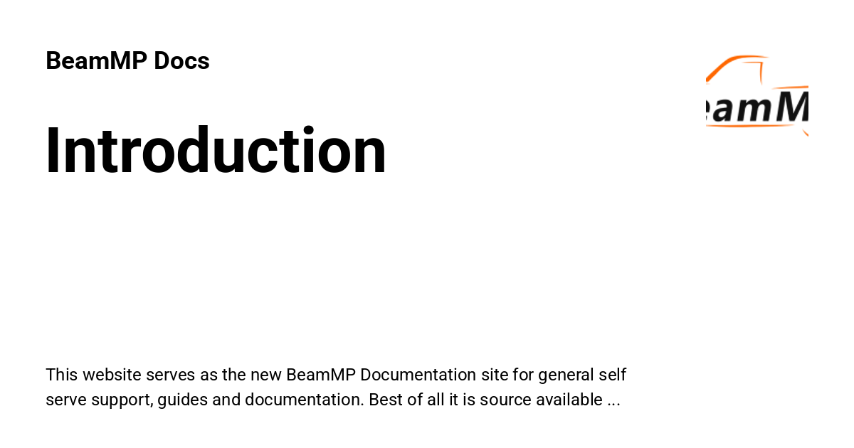Introduction - BeamMP Docs