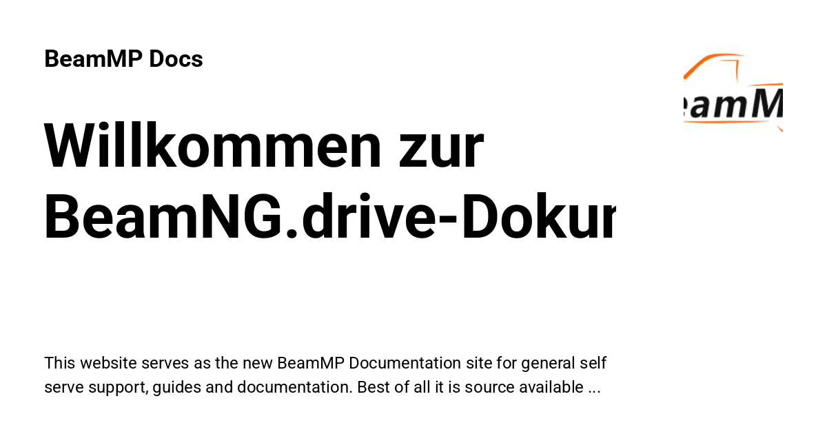 Willkommen zur BeamNG.drive-Dokumentation - BeamMP Docs