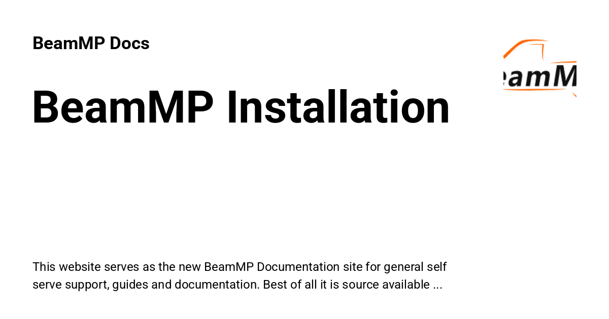 BeamMP Installation - BeamMP Docs