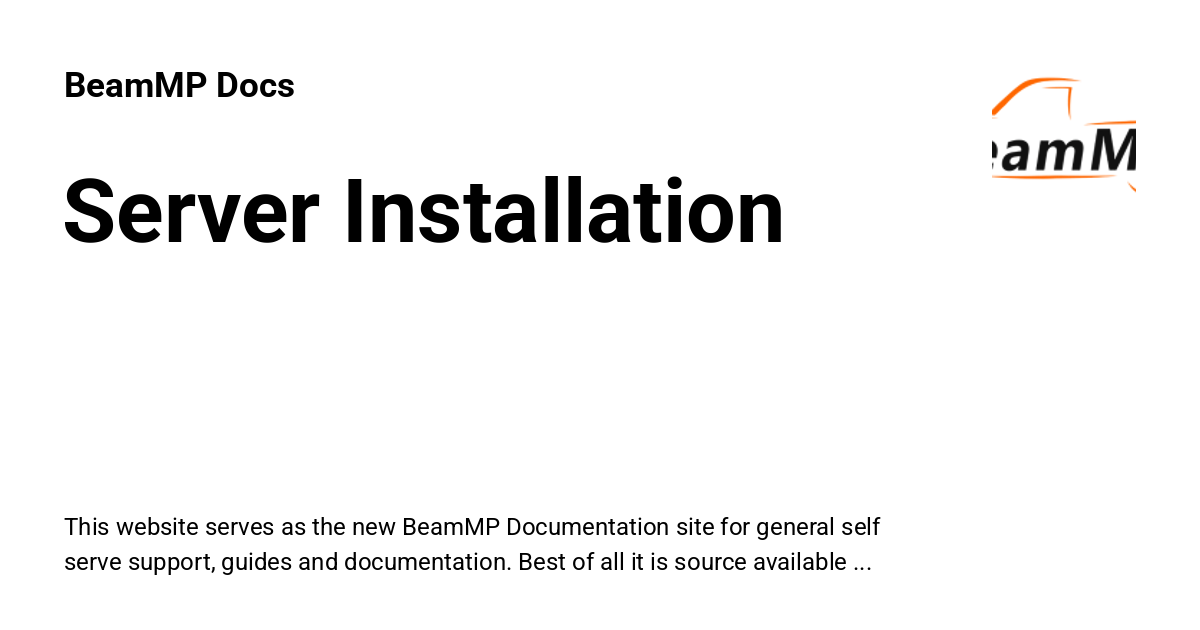 Server Installation - BeamMP Docs