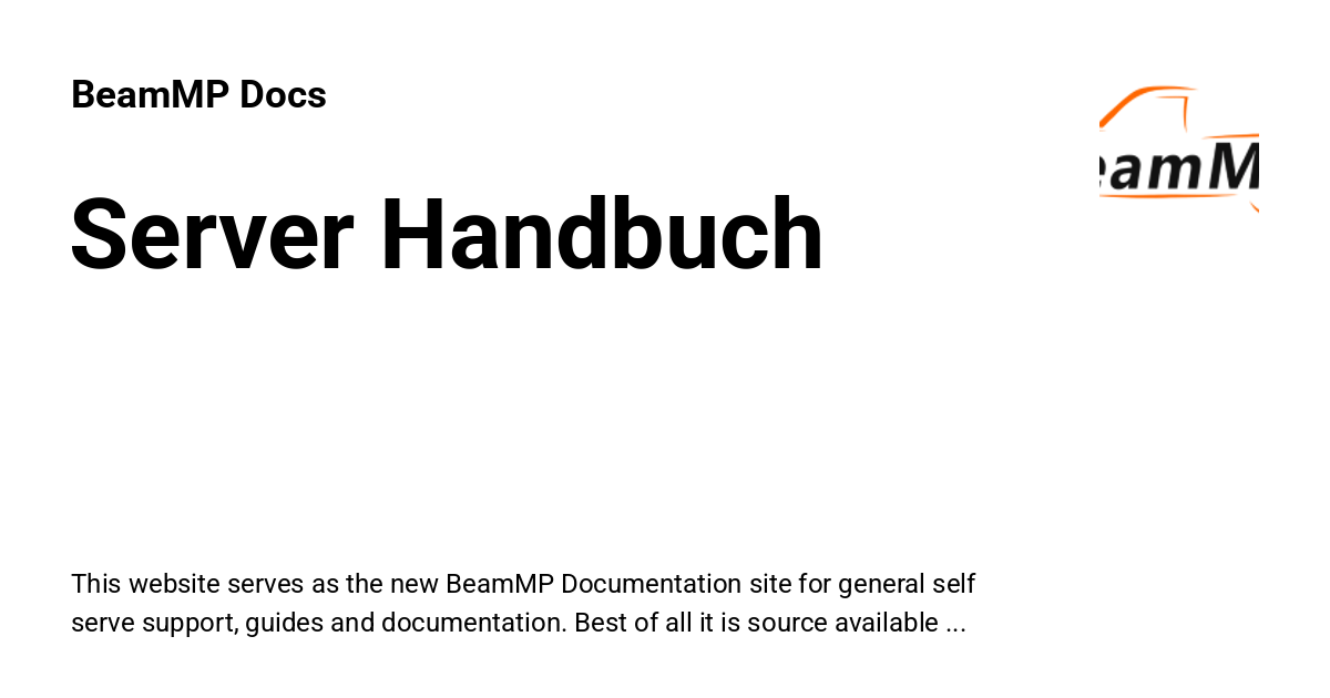 Server Handbuch - BeamMP Docs