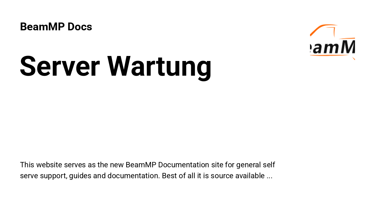 Server Wartung - BeamMP Docs