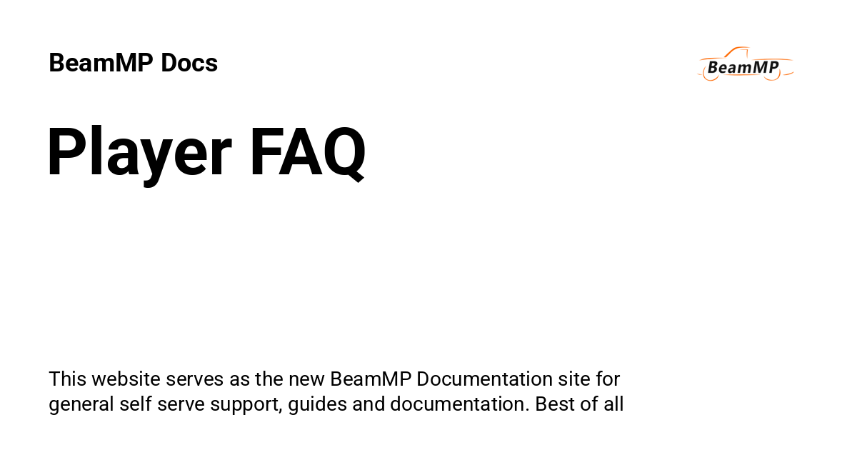 Player FAQ - BeamMP Docs
