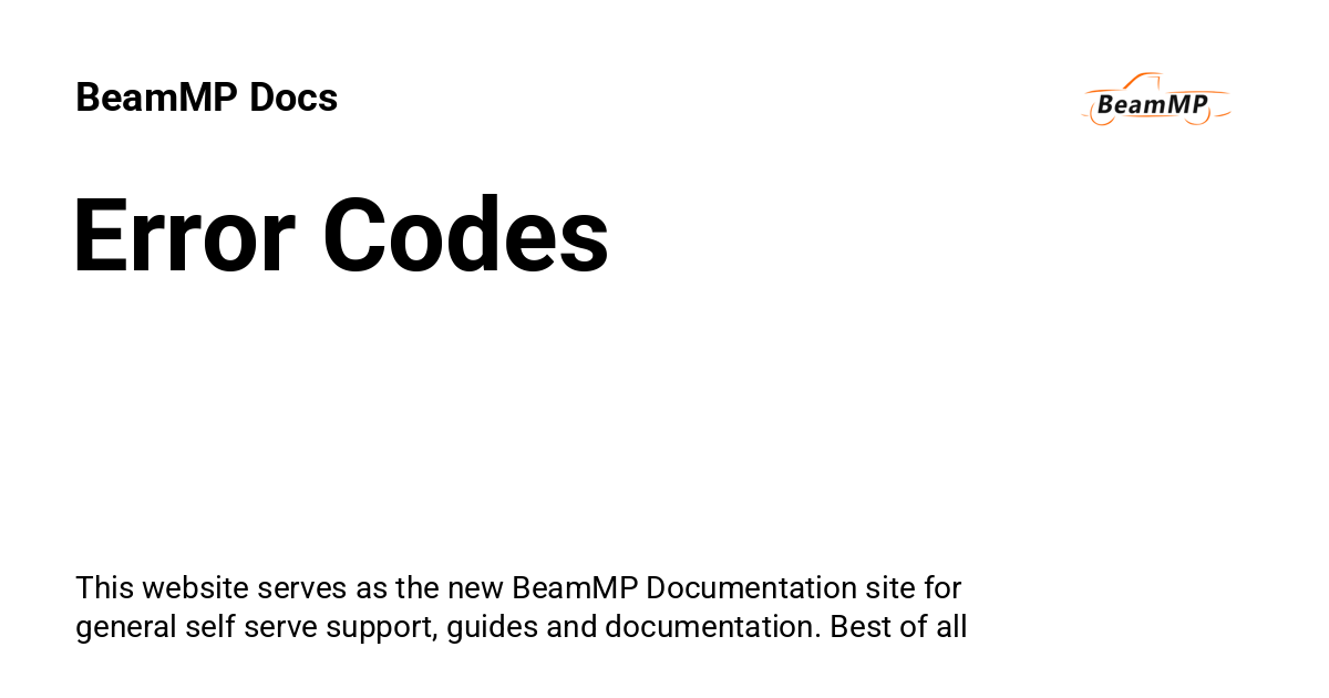 Error Codes BeamMP Docs