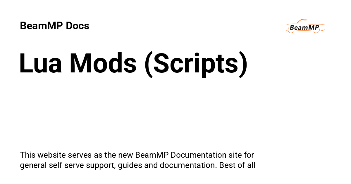 Lua Mods (Scripts) - BeamMP Docs