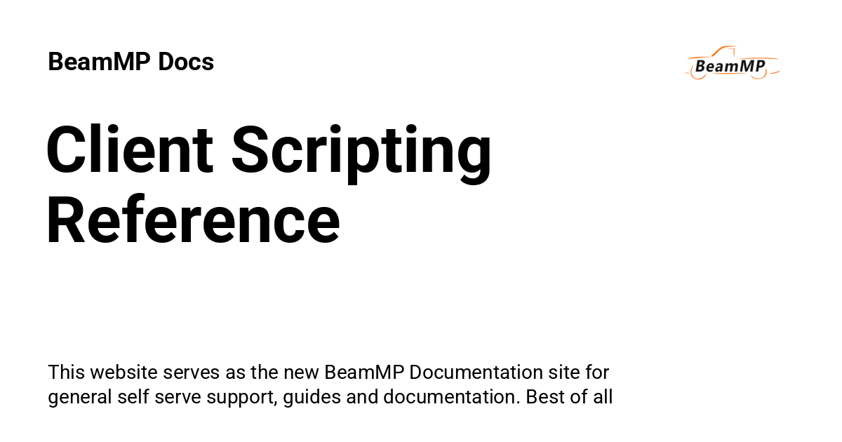 Client Scripting Reference - BeamMP Docs Client Scripting Reference - BeamMP Docs