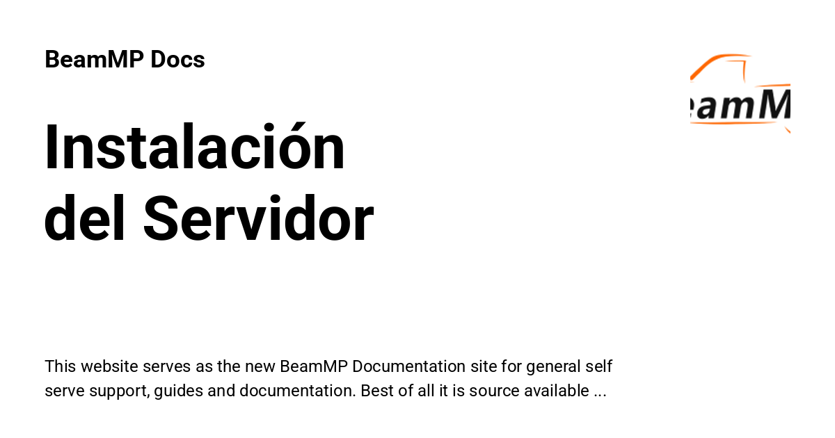 Instalación del Servidor - BeamMP Docs