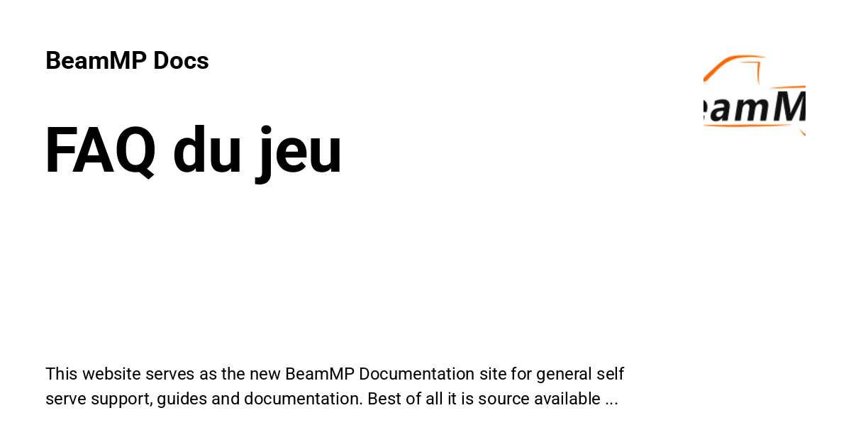 FAQ du jeu - BeamMP Docs
