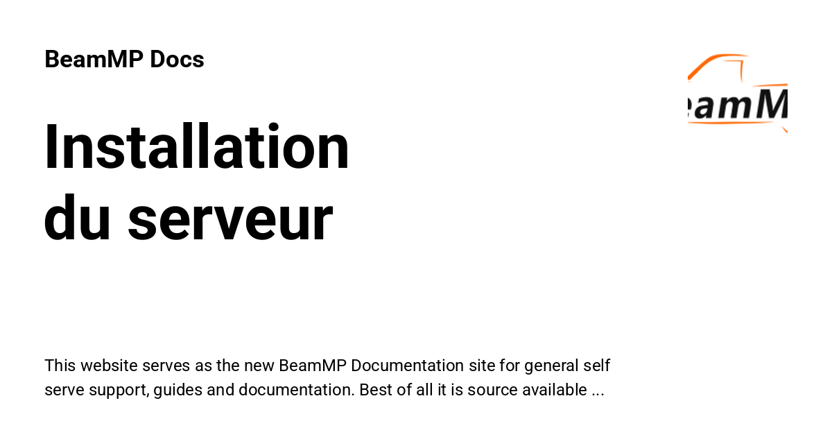Installation du serveur - BeamMP Docs
