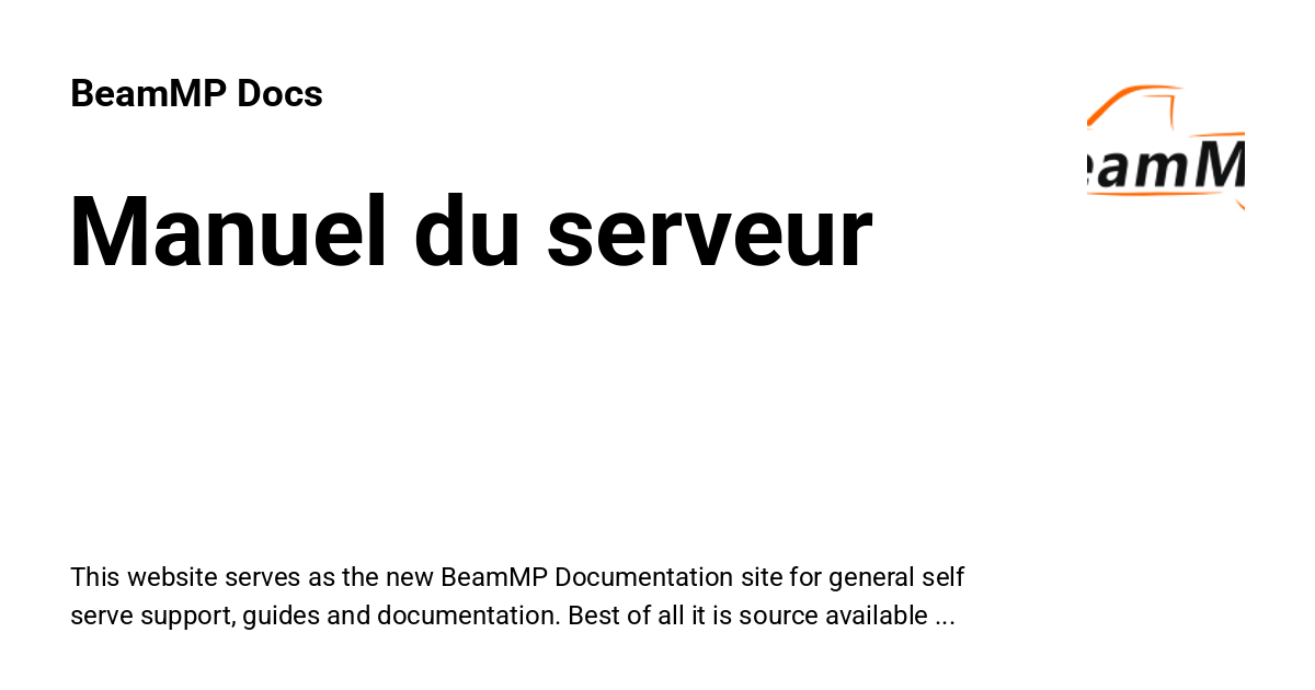 Manuel du serveur - BeamMP Docs
