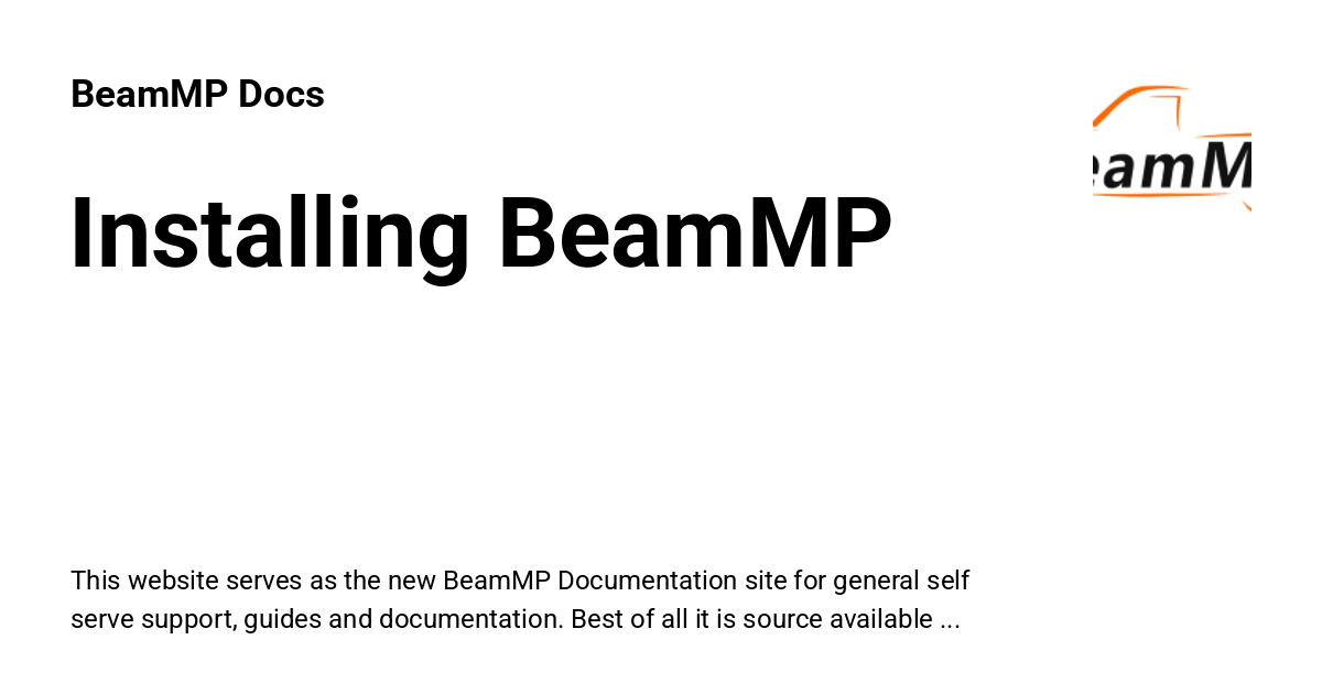 Installing BeamMP - BeamMP Docs