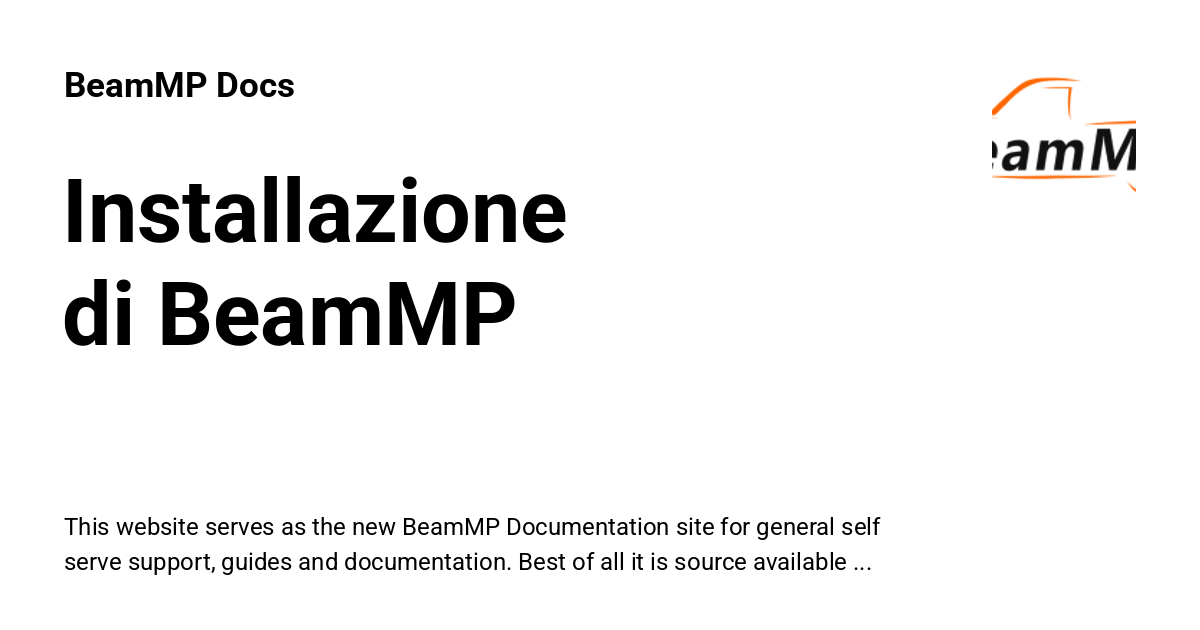 Installazione di BeamMP - BeamMP Docs