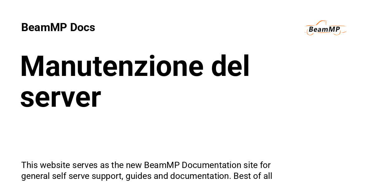 Manutenzione del server - BeamMP Docs